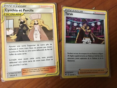 Lot de 2 cartes Pokemon Dresseur (Tarak et Cynthia & Percila) | eBay