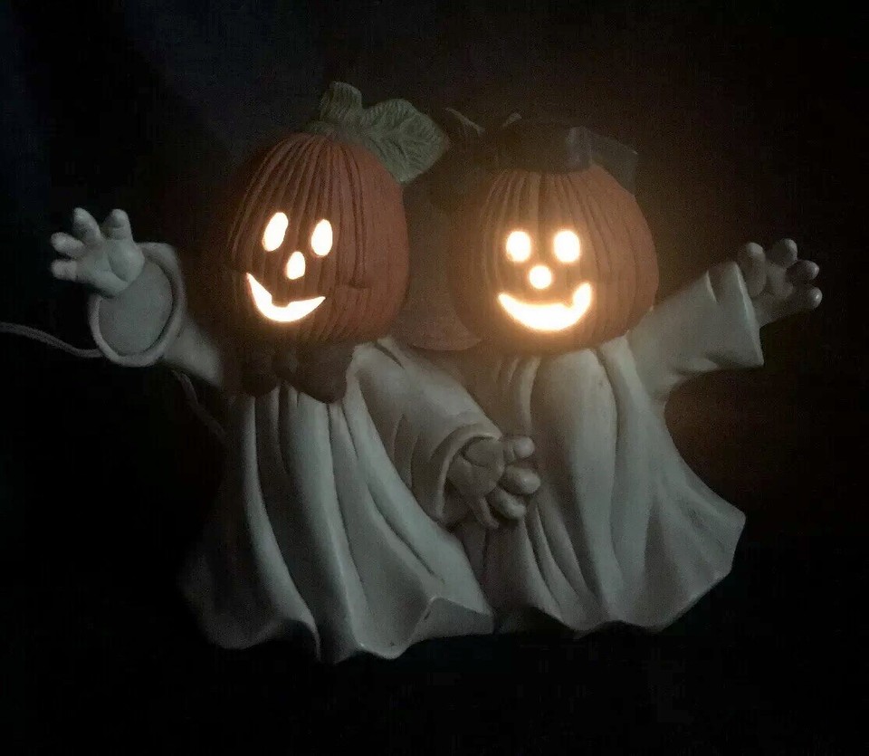 Ceramic Halloween Ghosts Jack O Lantern Electric Light On/Off Switch ...