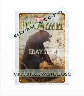 1971 GARCIA HUNTING ANNUAL bear hunter metal tin sign rustic artwork ...