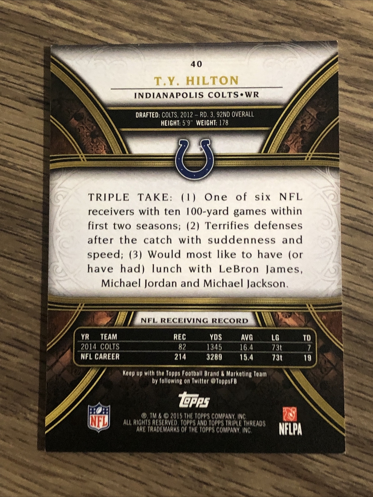 2015 Topps Triple Threads - T.Y. Hilton #40 Purple /232 for sale online ...