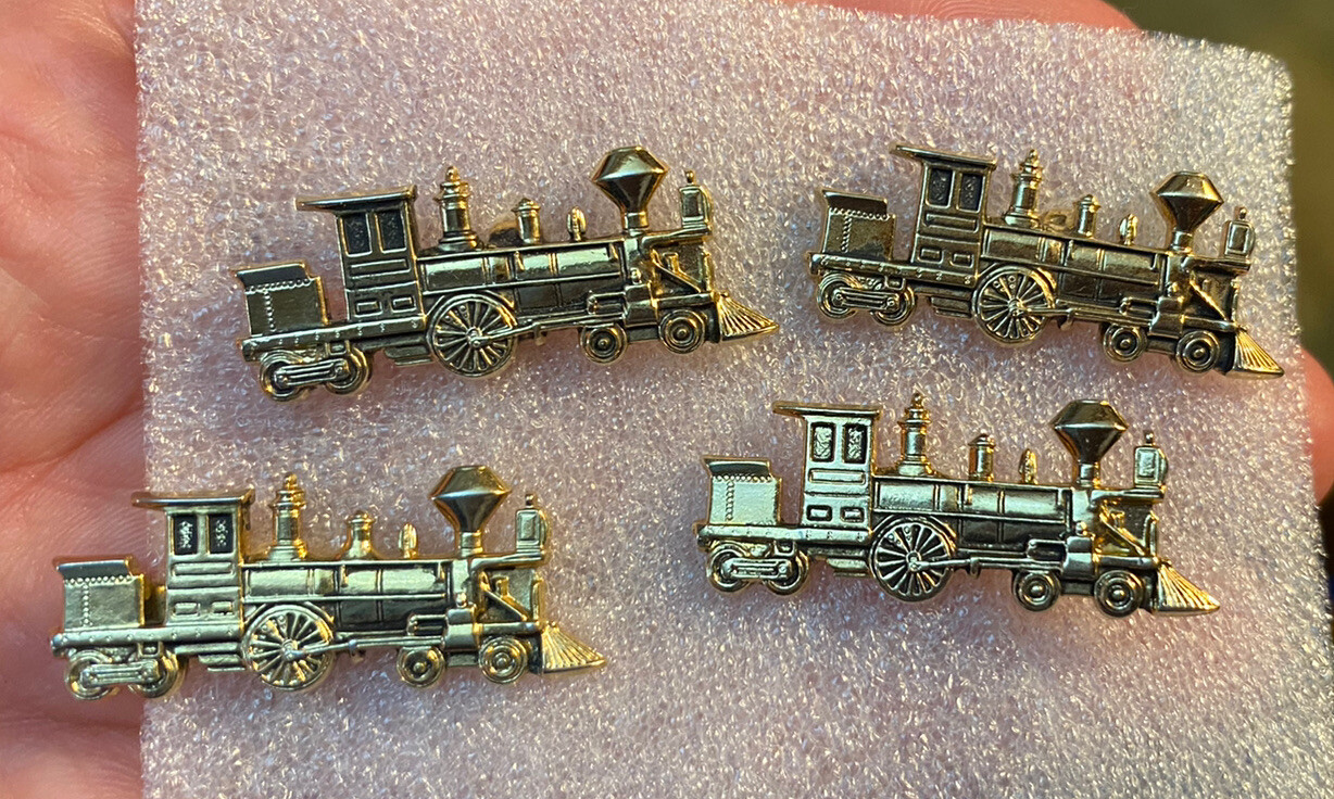 VTG TRAIN LOCOMOTIVES RAILROAD TIE CLIPS, Cuff Links & Pin- VARIETY LOT ...