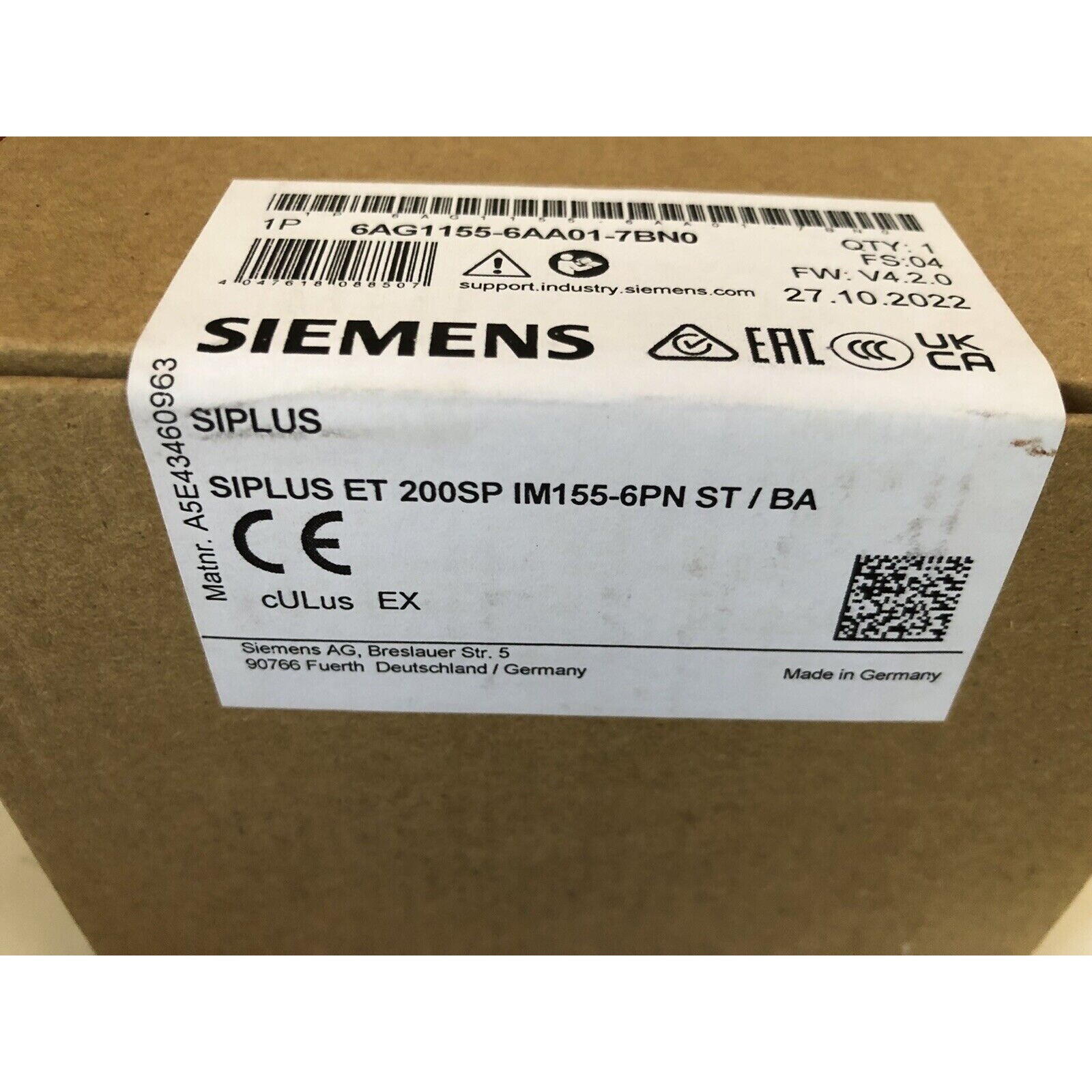 Siemens Siplus ET200SP IM-155-6PN ST 6AG1155-6AA01-7BN0 based 6ES7155 ...