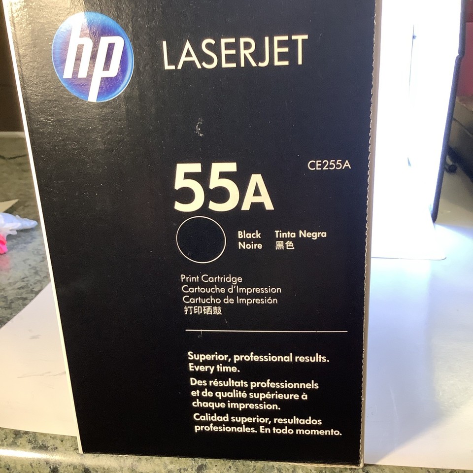 Genuine HP CE255A 55A LaserJet Black Toner Cartridge OEM Box Open Ink ...