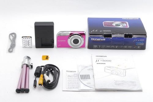 [NEAR MINT] olympus μ5000 Digital camera Pink w/Box strap charger From ...