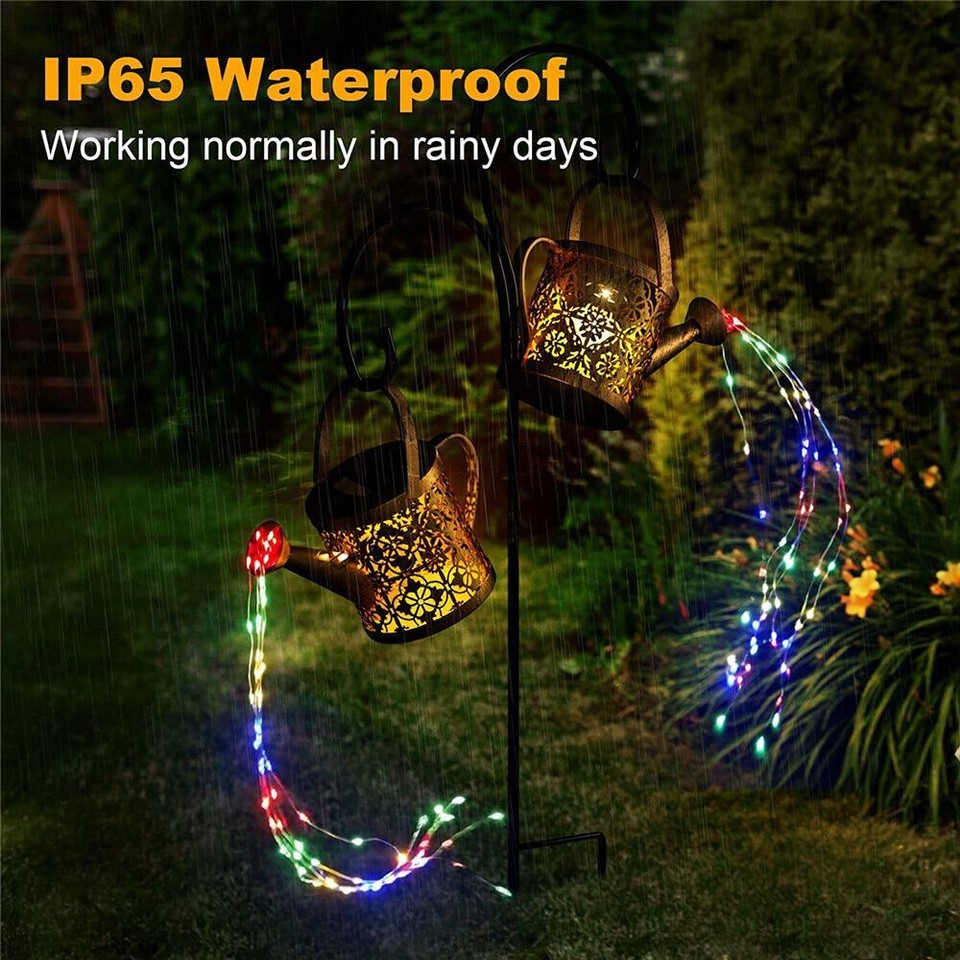 Solar Watering Can Lights Waterproof Hanging LED String Lights Outdoor ...