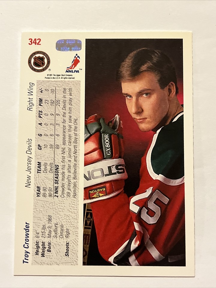 1991-92 Upper Deck Hockey #342 Troy Crowder Devils | eBay
