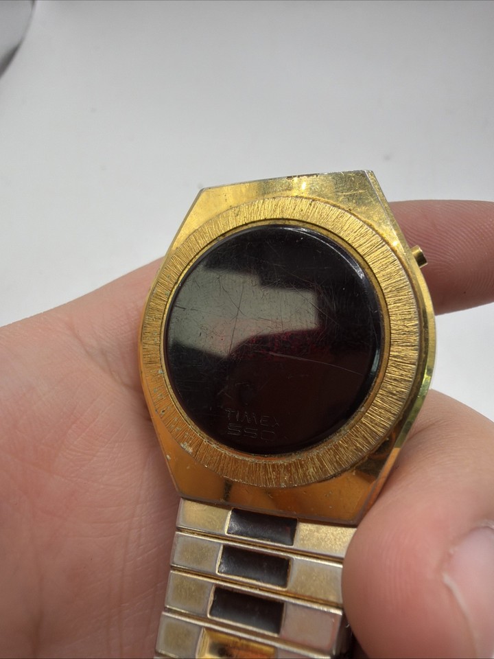 Timex 202 LED Men's Vintage Digital Watch Gold Tone SSO! | eBay
