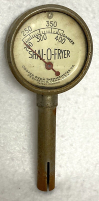 VINTAGE SHAL-O-FRYER THERMOMETER,COOPER OVEN CO,200-400F,ANTIQUE,SPRY ...