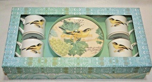 Grace's Teaware Bird on Vine with Grapes Fine Porcelain Expresso ...