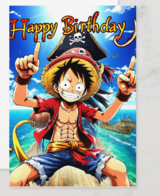 One piece - Personalised art Birthday Card A6 or A5 Monkey D. Luffy ...