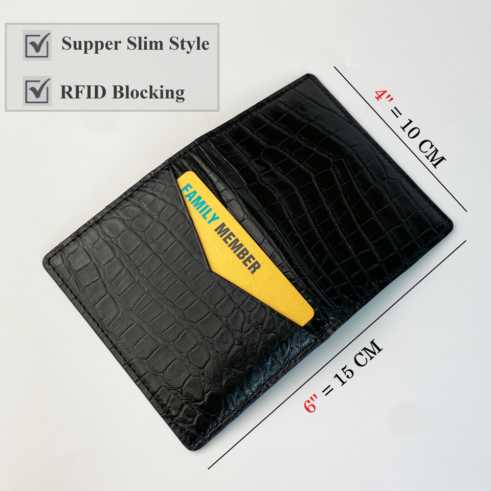 Genuine Crocodile Ostrich Leather Cardholder Double side Skin Bifold ...