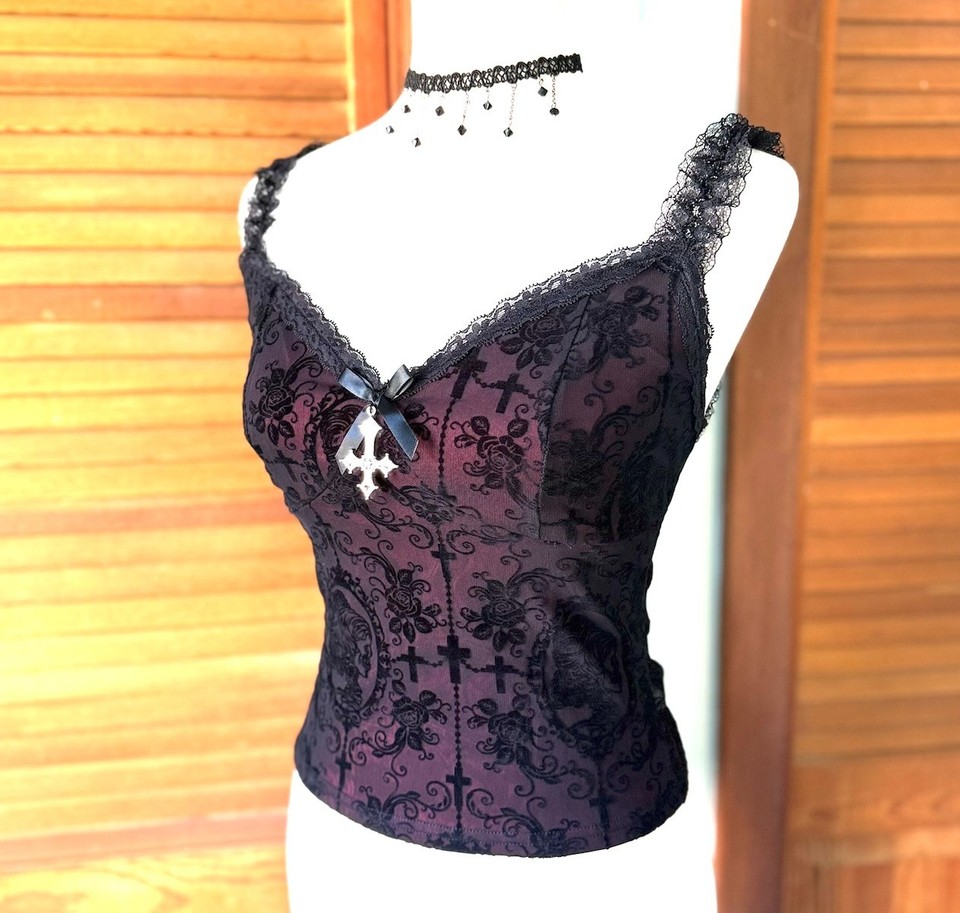 Gothic Lolita Victorian Vkei Vampire Dead Princess Cross & Bow Tank ...
