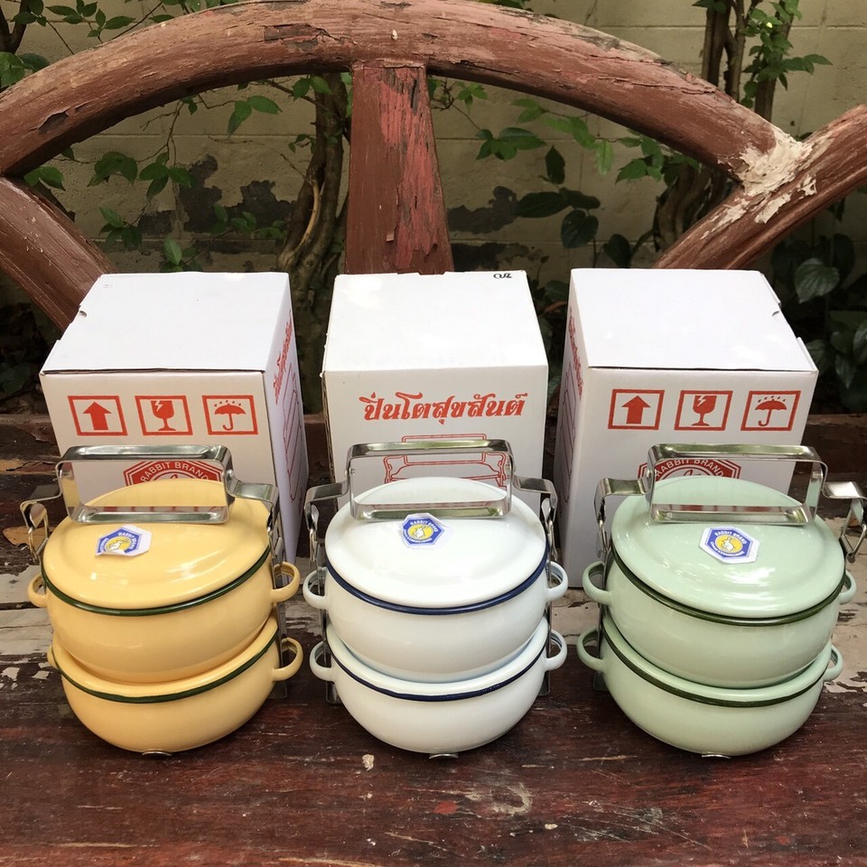 Thai Traditional Enamelware Tiffin Lunch Box Food Container Pinto Bento ...