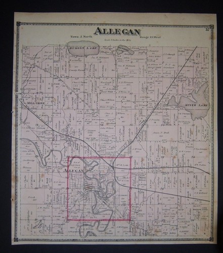 1873 original Plat Atlas page ALLEGAN, MI | eBay