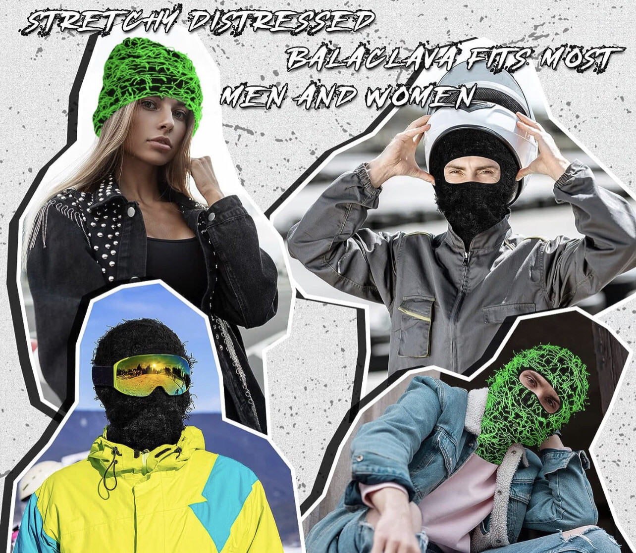 Distressed Balaclava Hip Hop Ski Mask Shiesty Yeat Mask Y2K For Style ...