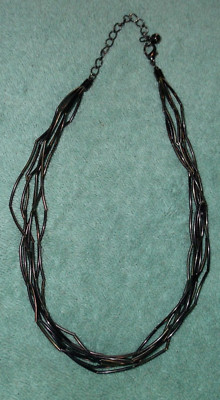 Vintage Gunmetal Colored Necklace With Multi Strands Of Tube Beads ~ 19 ...