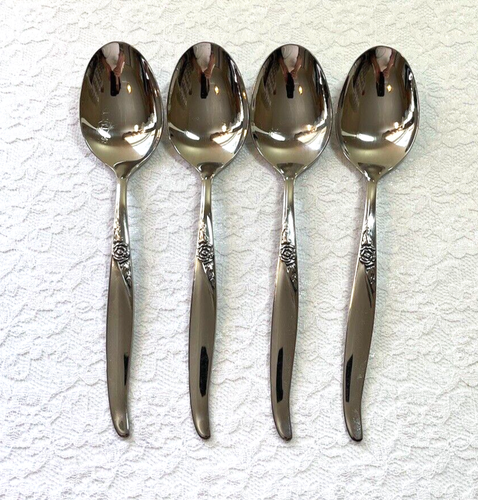 (4) Oneida LTD LA ROSE Premier Stainless Place Oval Soup Spoons *SHIPS ...