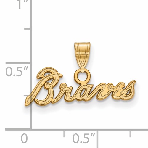 14k Yellow Gold MLB LogoArt Atlanta Braves Script Pendant Gift for Mom ...