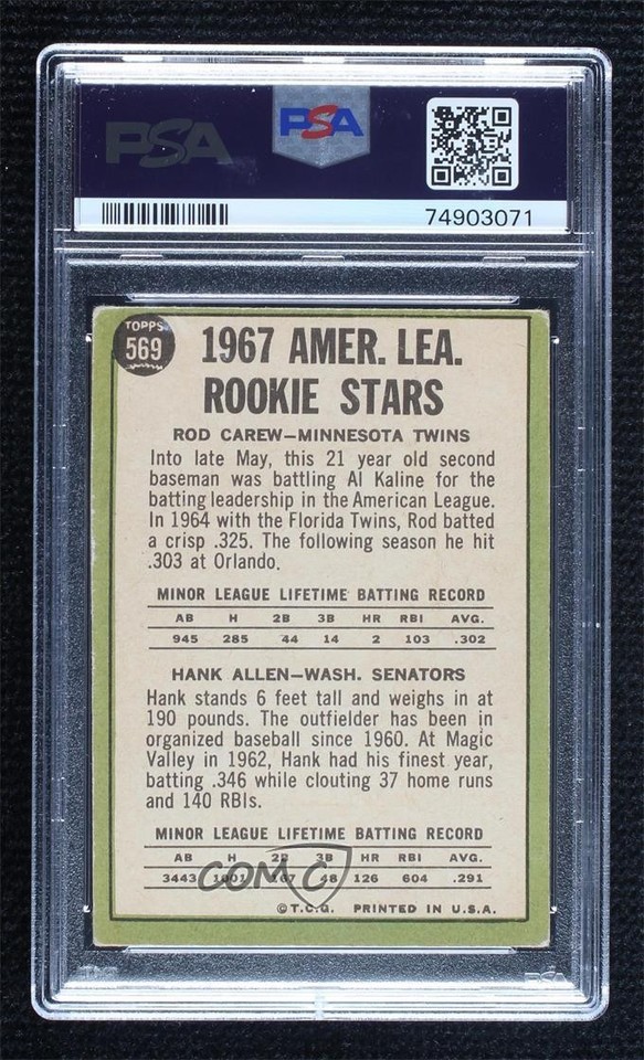 1967 Topps High # Rod Carew Hank Allen #569 PSA 2 Rookie RC HOF | eBay