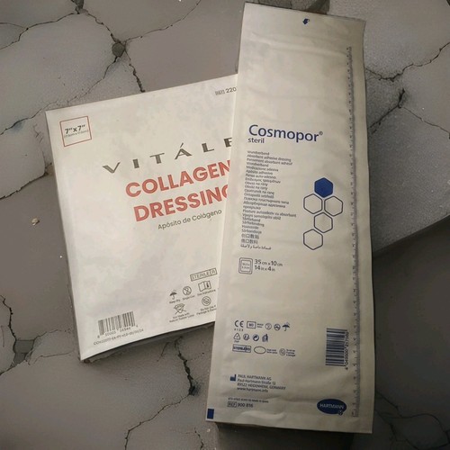 Sterile Vitale 7" x 7” Collagen Dressing AND 4" x 14" Post-Op Adhesive ...