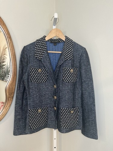 St. John Blue/Multi Color Gold Button Caviar Style #k618080 Size 6 ...