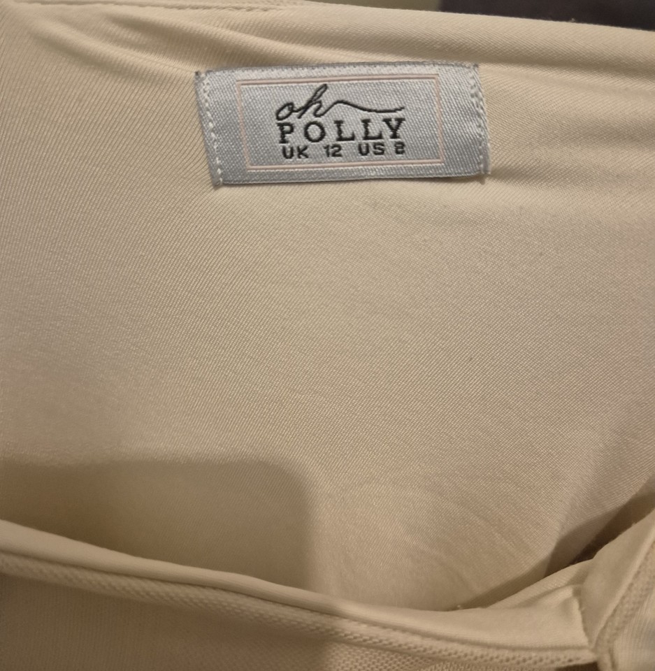 Oh Polly, Women's, Cut Out Ruched Asymetric Midi Dress, Ivory, Size 12 ...