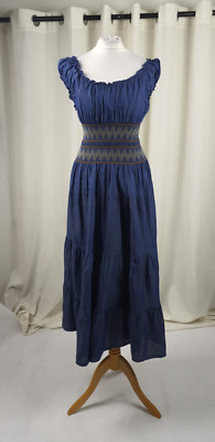 Maya Blue Elastic Hobo Denim Maxi Dress Size M/L Rrp £32 CR055 ii 11 ...