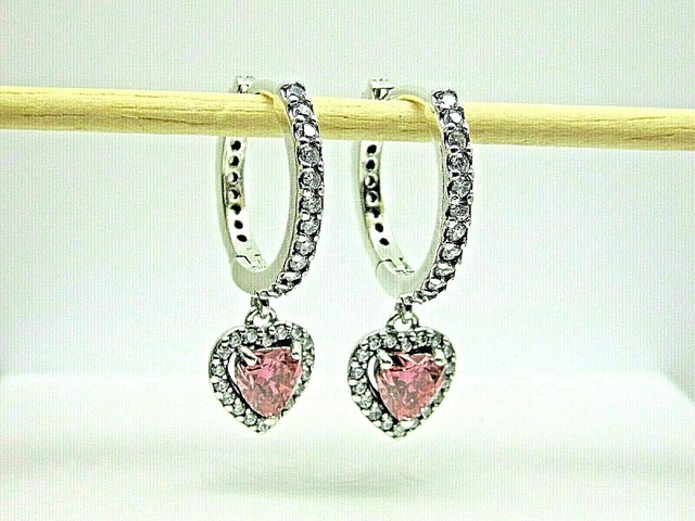 Authentic Pandora #291445C01 Sparkling Halo Heart Hoop Earrings for ...