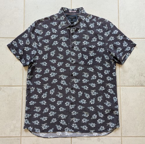 TED BAKER Men's Size 5 Shirt All Over Print Tropical Floral Tiger ...