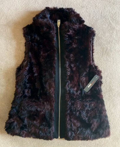 New Designer M60 Fur Vest Merlot Color, Miss Sixty L (Maroon & Black ...