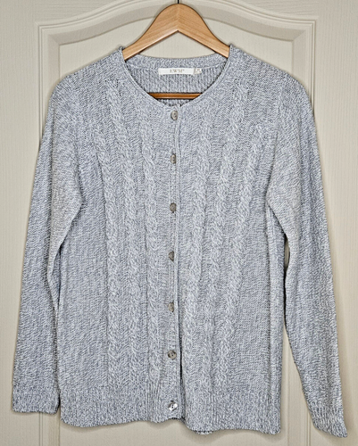 Edinburgh Woollen Mill (EWM) Gray/White Button-down Cardigan, women's M ...
