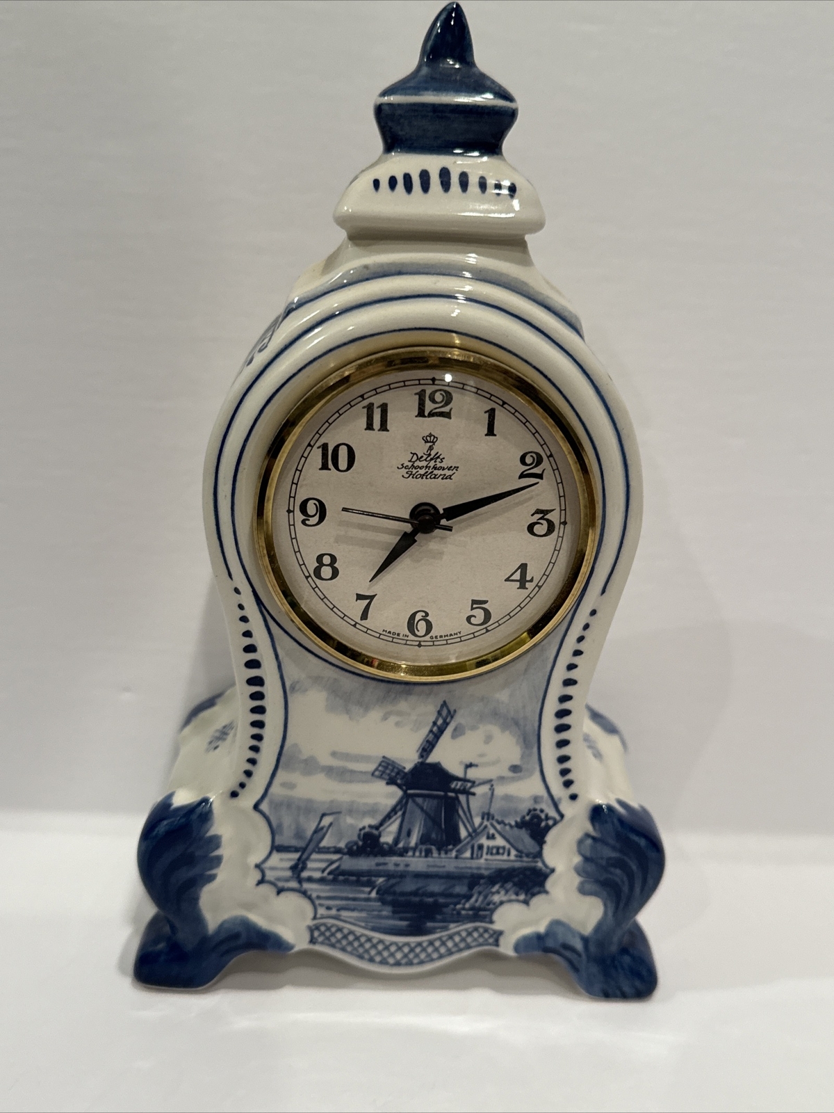 Vintage Delfts Holland Blue White Windmill Hand Painted Clock ...