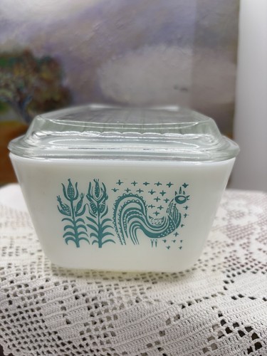 Vintage Pyrex 0502 Amish Butter Print Rooster Refrigerator Dish Lid 1 1 ...