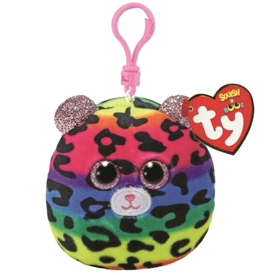 3: TY Mini BEANIE SQUISHIES w/Key Clip: BEAR, LEOPARD -&- DALMATIAN 3-3 ...