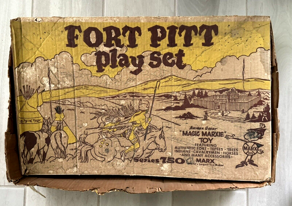 VINTAGE HTF MARX 1959 FORT PITT PLAYSET R3741 ORIGINAL BOX INCOMPLETE ...