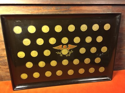 Vintage 38th President Hand Inlaid Coins Couroc of Monterey Gold Tone ...