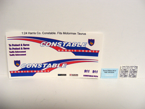 Harris County TX Constable 1:24 Water slide Decal Set Fits Motormax ...