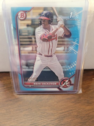 Mahki Backstrom 2022 Bowman Sky Blue Border /499 1st Bowman Atlanta ...