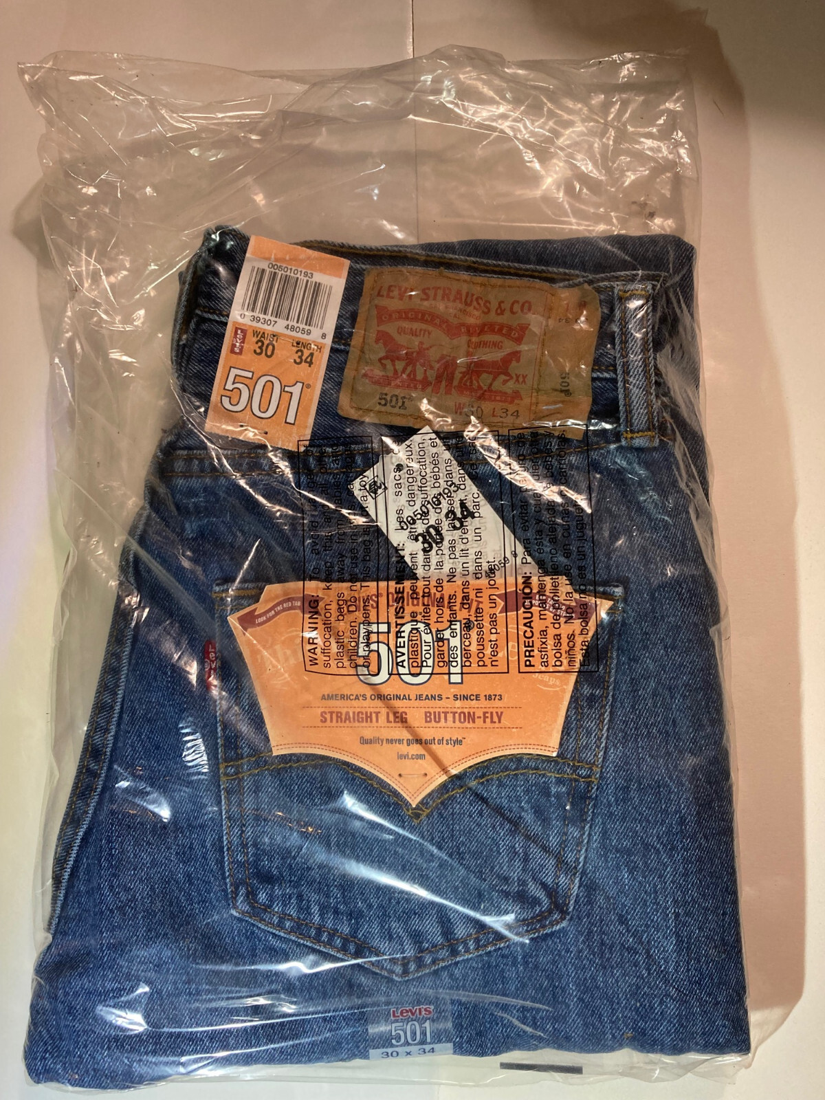 New Levi's 501 Button Fly Original Fit Dark Blue Men's Jeans ...