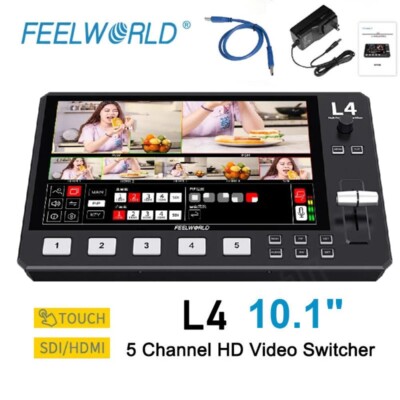Feelworld L4 10.1" HD Video Mixer Switcher SDI/HDMI Touch Screen Live ...