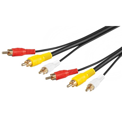15m AV Chinch RCA Audio Video Kabel 3x Cinch rot weiss gelb vergoldete ...