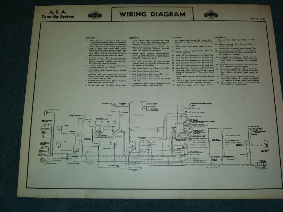 1955 HUDSON WASP 6CYL TUNE-UP & WIRING DIAGRAM CHART / WASP MODELS ...