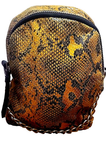Snake Skin Pattern Mini Backpack Adjustable Strap Chain In Front Decor ...