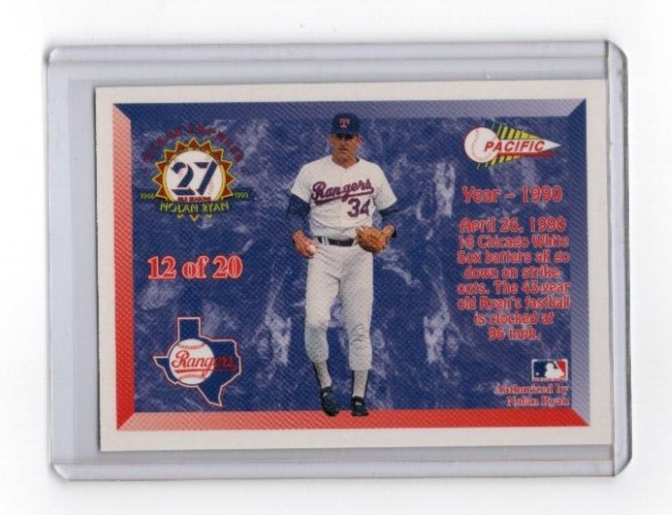 1993 Pacific 27 Years * Gold Prism Insert * '16 K's * Nolan Ryan * #12 ...