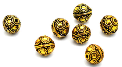 14 Pcs 9mm Bali Bead Oxidized Gold Plated Jewelry Making Bead ji-445 | eBay