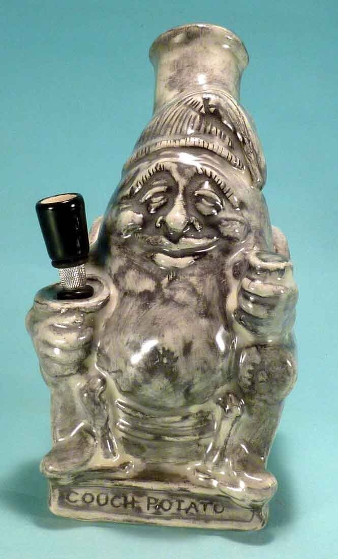 Vintage Couch Potato Black-n-White Ceramic Tobacco Bong Waterpipe Rumph ...