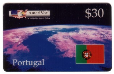 $30. Portugal. Transworld. Globe, Flag, And Night Sky. PROOF Phone Card ...