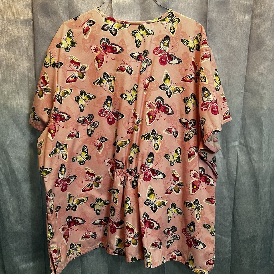 SB Scrubs Uniform Top Women’s Plus 3X Pink Butterflies Print Medical ...