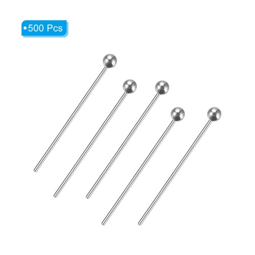 500Pcs Silver Plated Ball Head Pins 30mm Wire Head Pins Brass 24 Gauge ...
