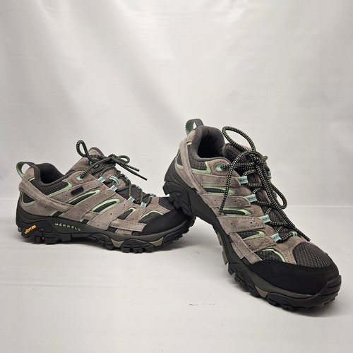 Merrell Moab 2 Shoes Womens 9.5 Gray Mint Green Waterproof Suede Hiking ...